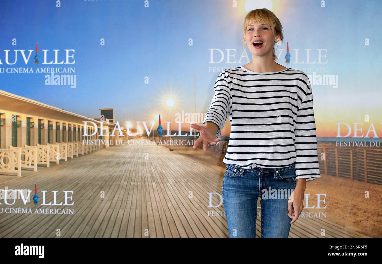 Actress Amy Grantham poses during a photocall for their film "Lily" at ...