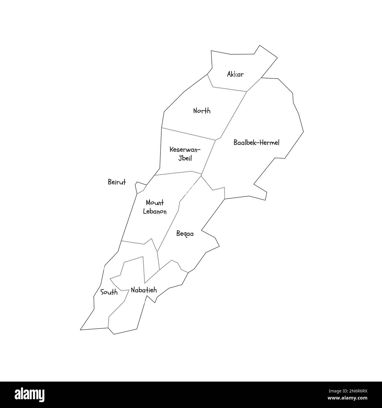 Lebanon political map of administrative divisions - governorates ...
