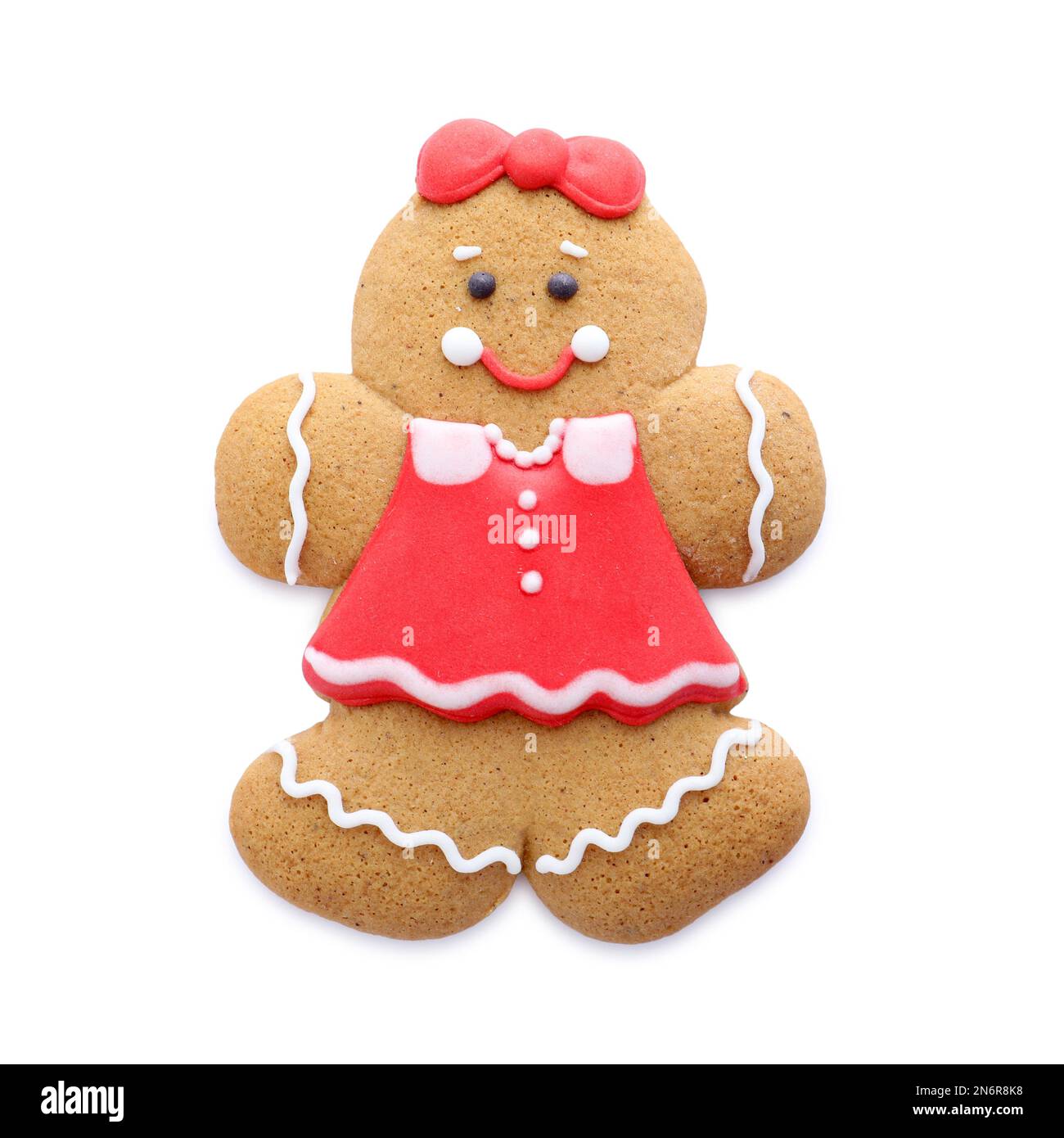 Cute fresh gingerbread woman isolated on white Stock Photo - Alamy