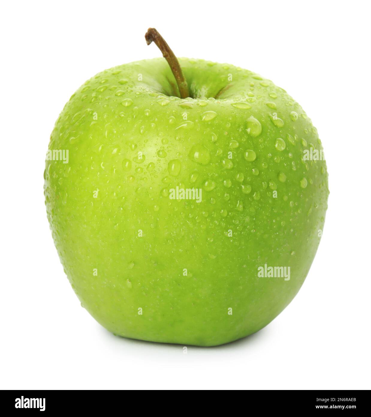 Fresh ripe green apple with water drops isolated on white Stock Photo ...