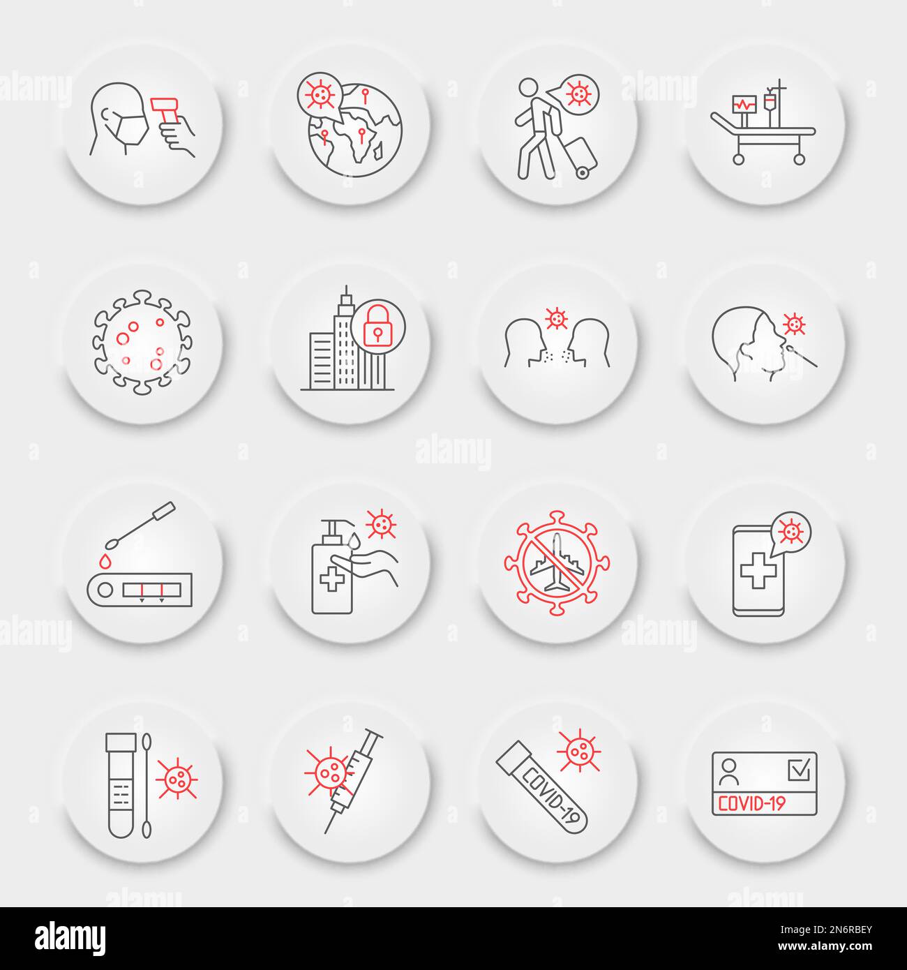 Coronavirus line icon set, covid-19 collection, vector graphics ...