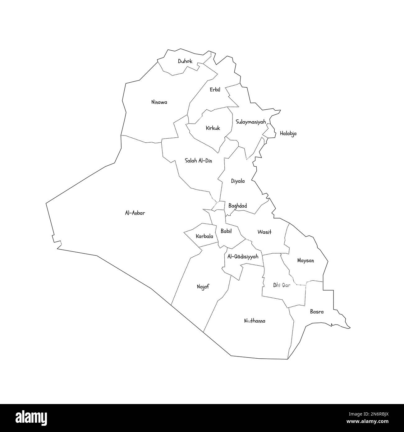 Iraq political map of administrative divisions - governorates and ...