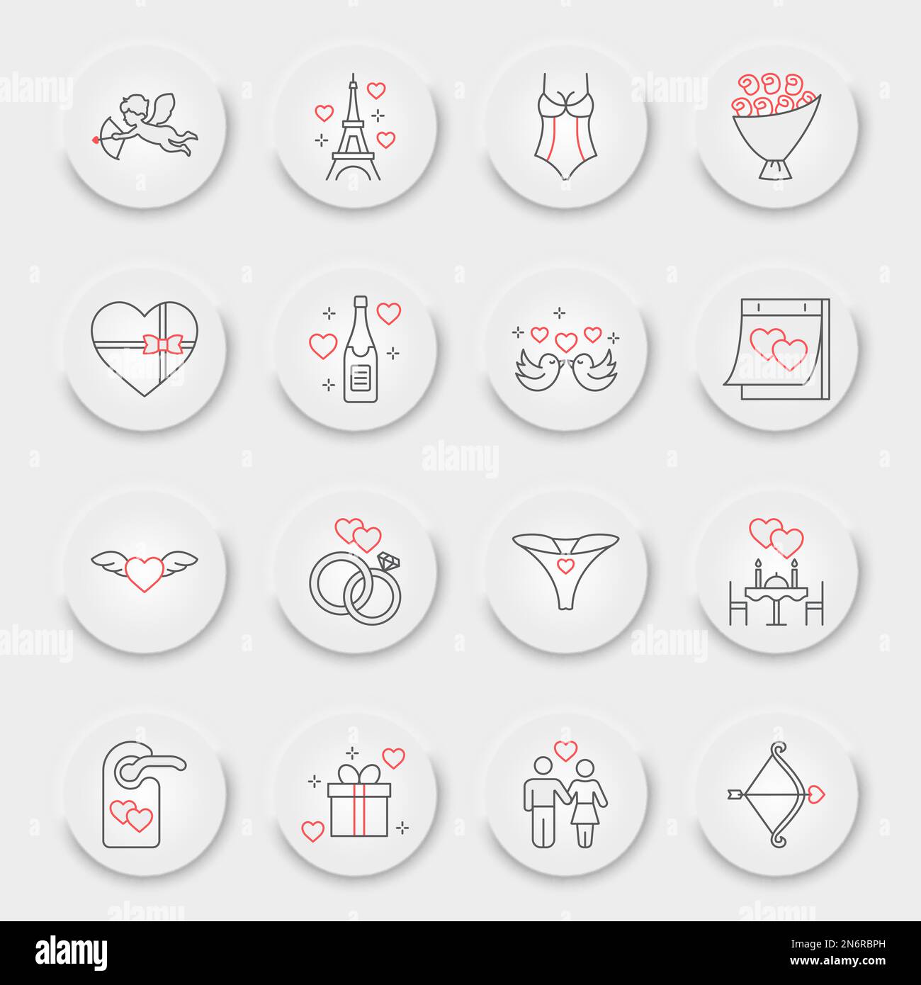 Valentines day line icon set, love collection, vector graphics ...