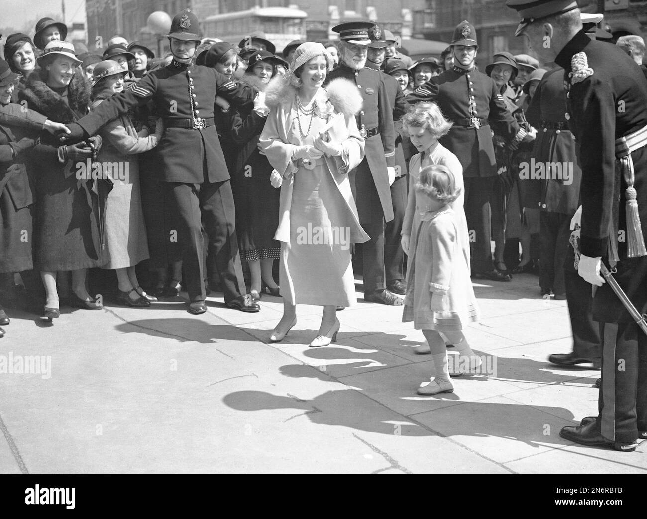 Princess Elizabeth Duchess of York, with her daughters Princess Elizabeth and Princess Margaret ...