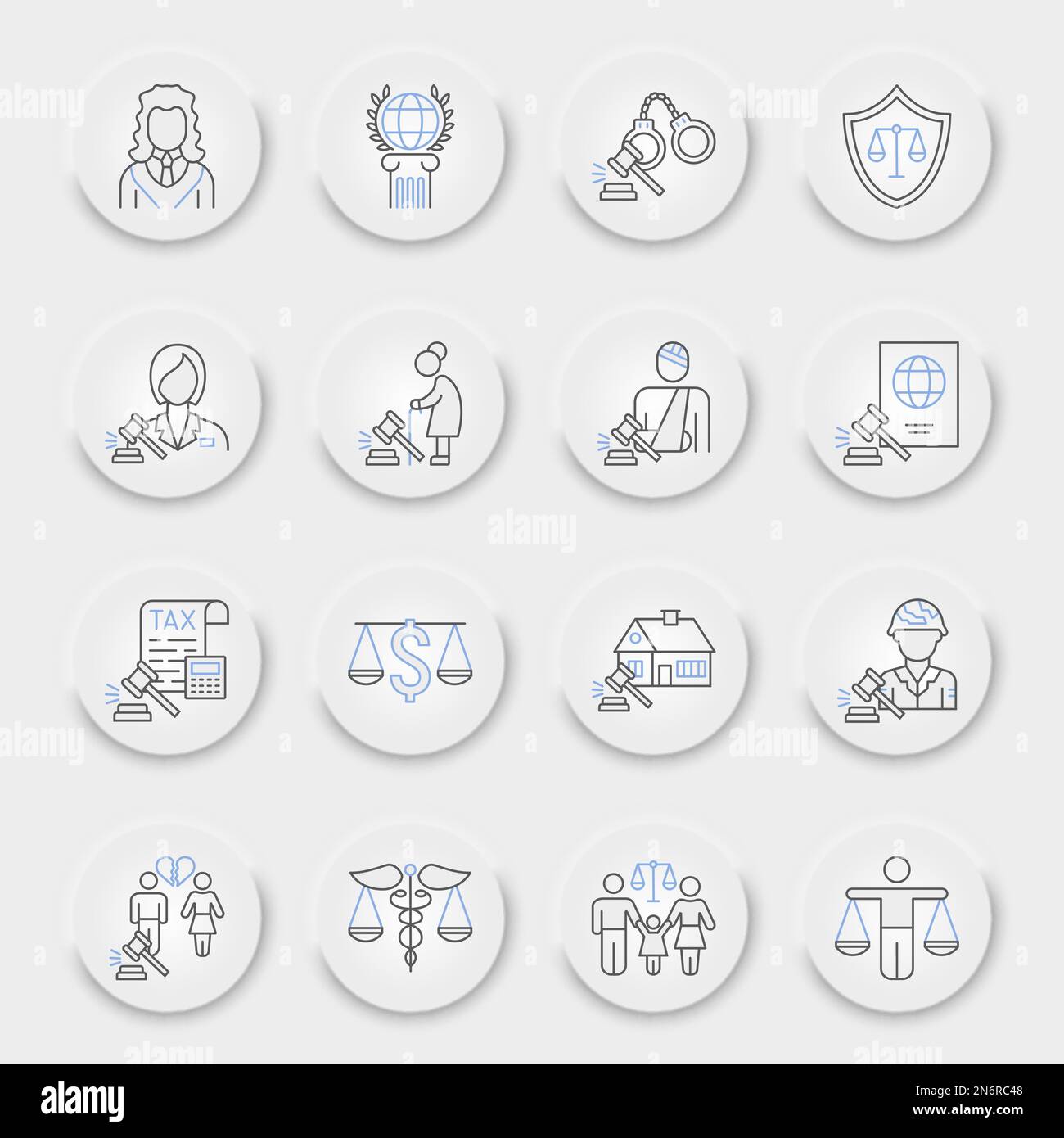 Law Fields line icon set, Fields of Law collection, vector graphics ...