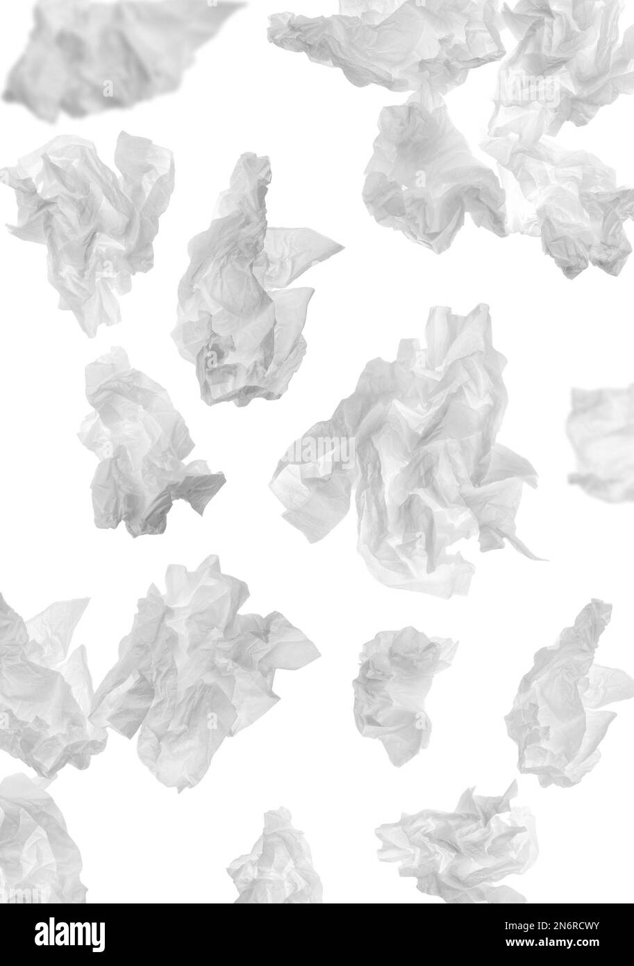 Set with used crumpled paper tissues on white background Stock Photo ...