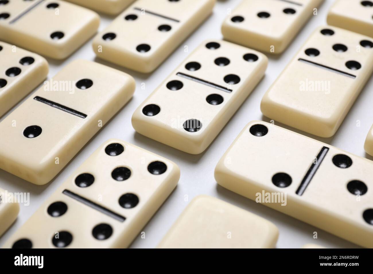 Classic domino tiles on white background, closeup Stock Photo - Alamy