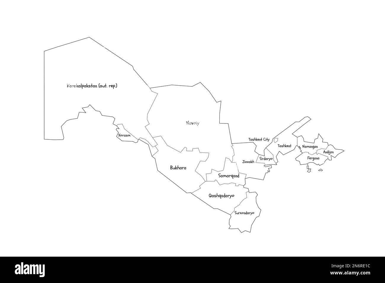 Uzbekistan political map of administrative divisions - regions ...