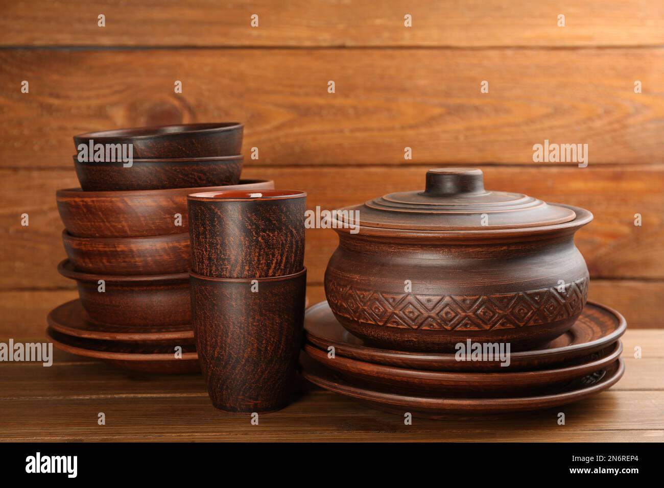 Stylish brown clay plate hi-res stock photography and images - Alamy