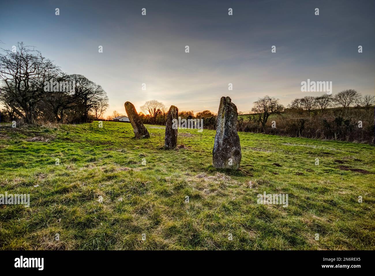 Three standing stones, Harold's Stones, Trellech, Monmouthshire Stock ...