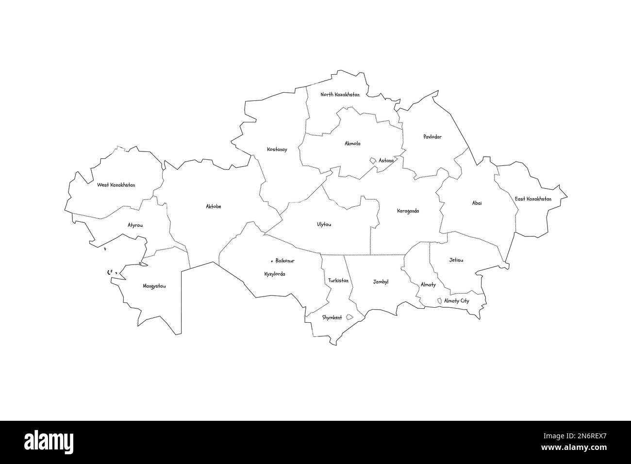 Kazakhstan political map of administrative divisions - regions and ...