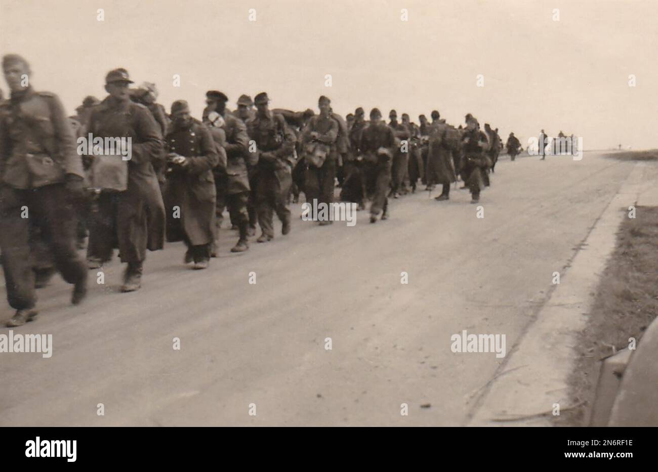 German prisoners of war on the autobahn, Lubeck, Hamburg, Germany 1945 ...