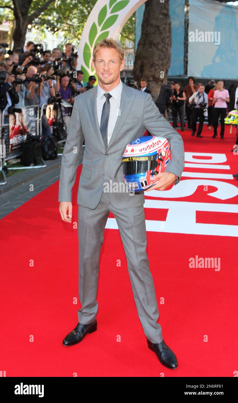 Jensen Button arrives at the world premiere of Rush at the Odeon ...