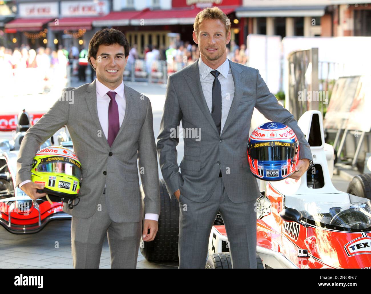 Sergio Perez and Jensen Button arrive at the world premiere of Rush at ...