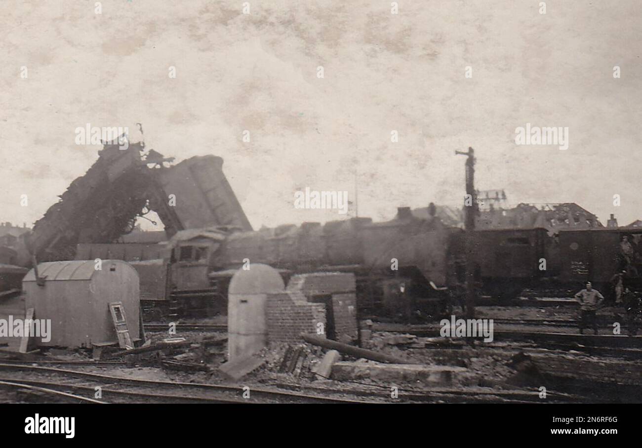 bombed trains at Hanover 1945 Germany Stock Photo - Alamy