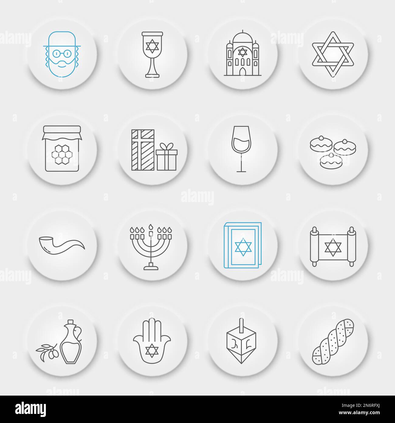 Rosh Hashanah line icon set, hanukkah collection, vector graphics ...