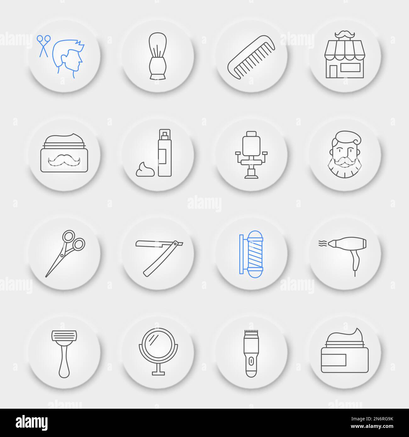 Barber shop line icon set, barbershop collection, vector graphics ...