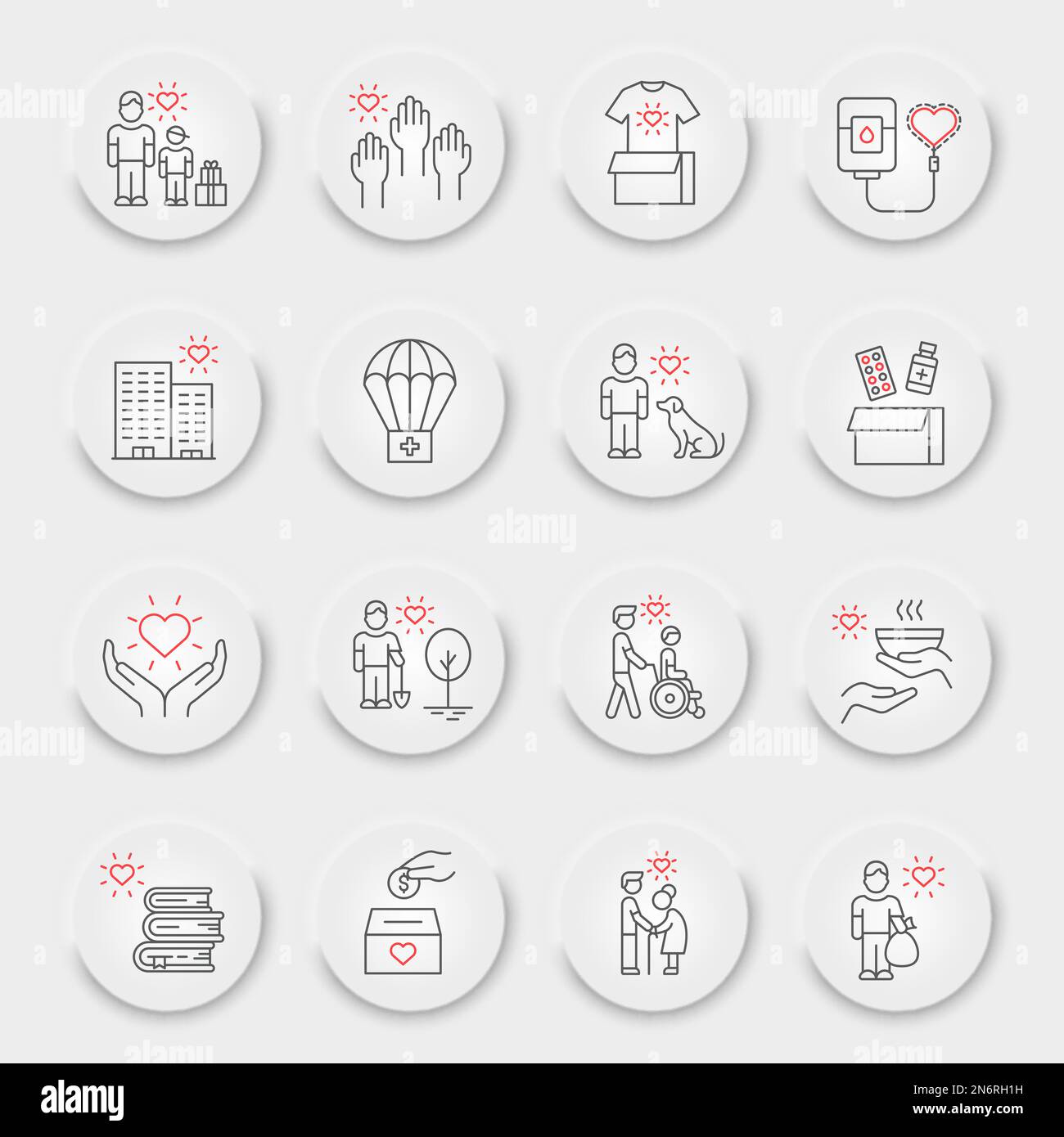 Volunteering line icon set, charity collection, vector graphics ...