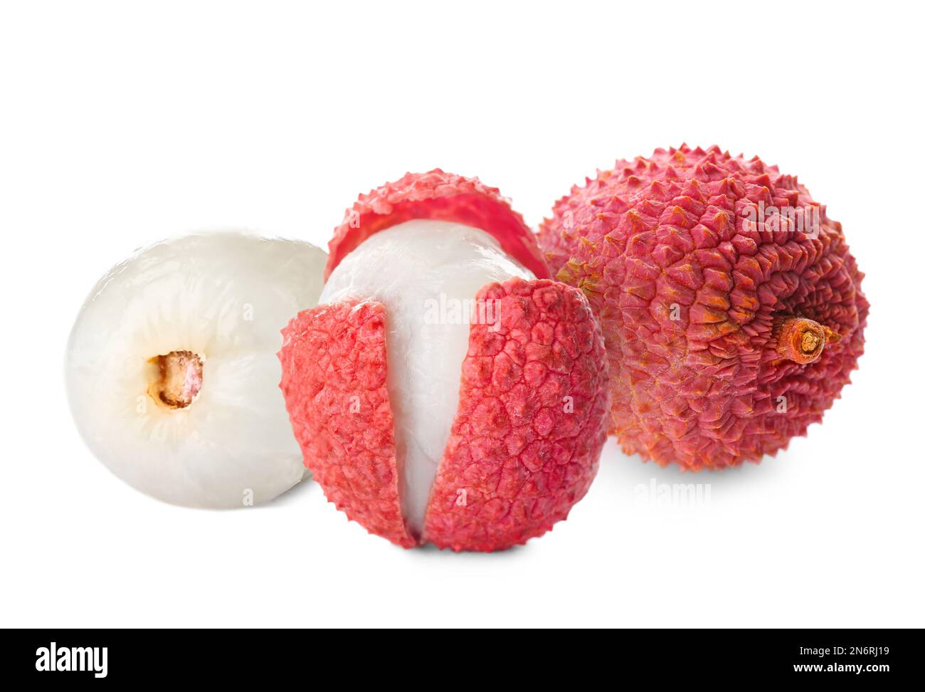 Fresh ripe lychee fruits on white background Stock Photo - Alamy