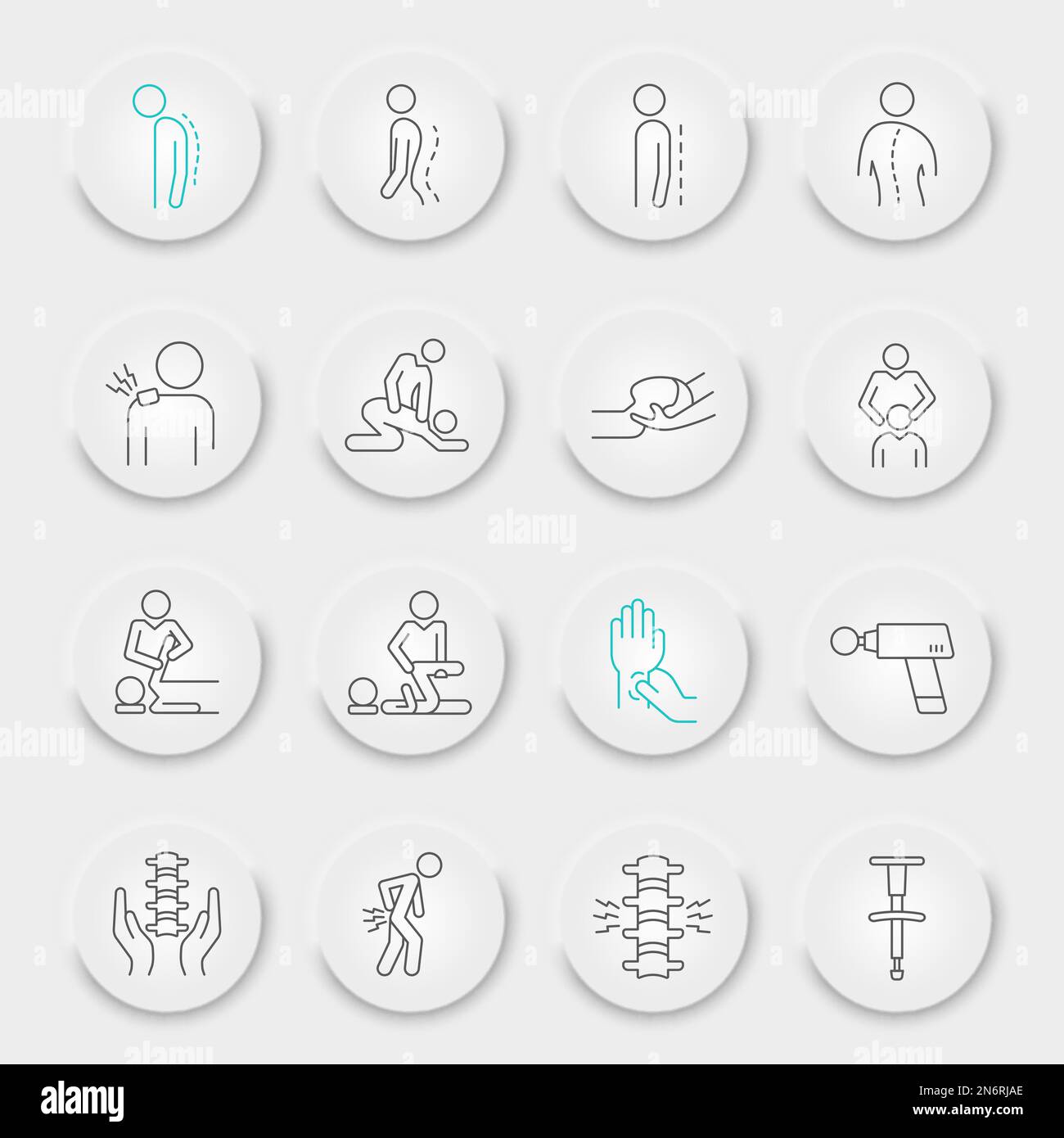 Chiropractor line icon set, chiropractic collection, vector graphics ...