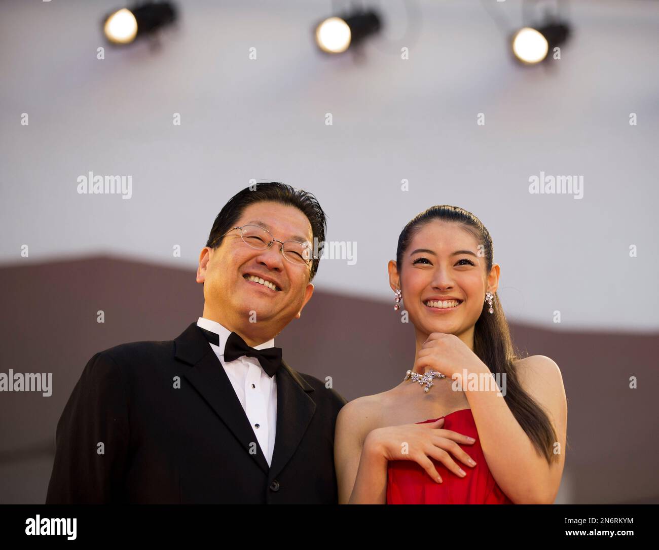 Actress Miori Takimoto, right, arrives with Studio Ghibli President ...