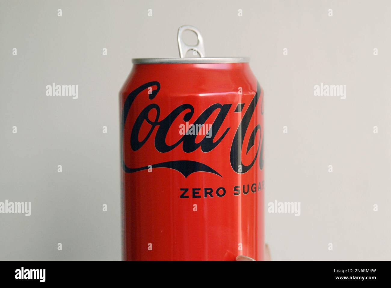Kastrup/Copenhagen /Denmmark/10 Febraur 2023/Coca cola zero sugar can ...