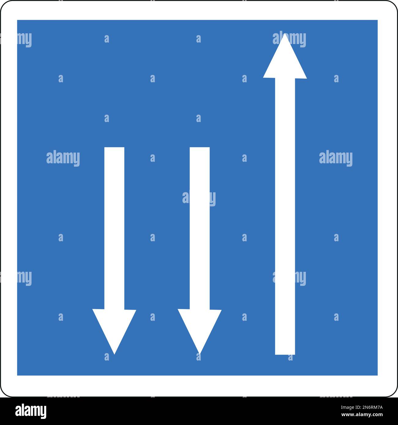 Road sign: Three-lane road section Stock Vector Image & Art - Alamy