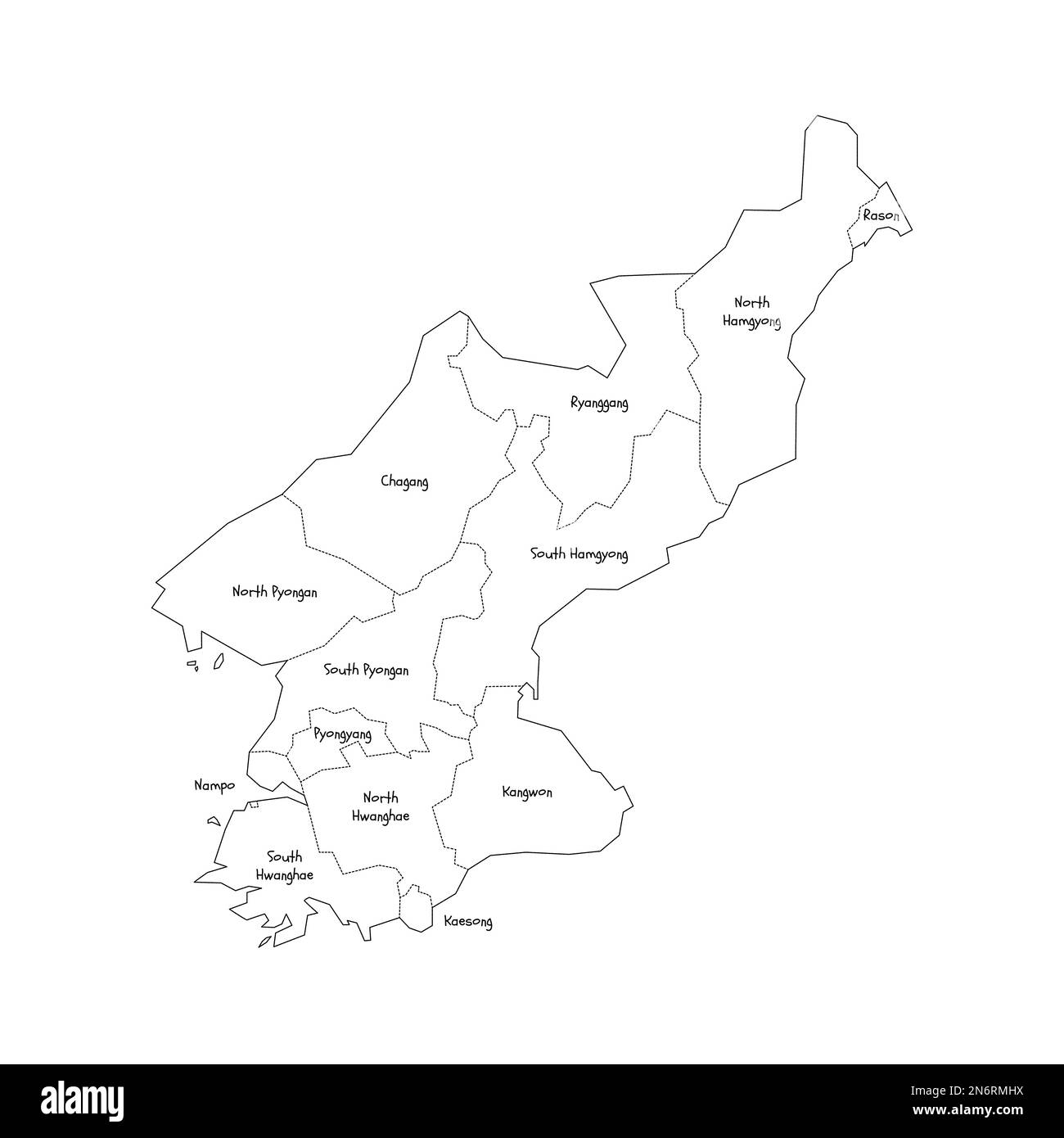 North Korea political map of administrative divisions - provinces ...
