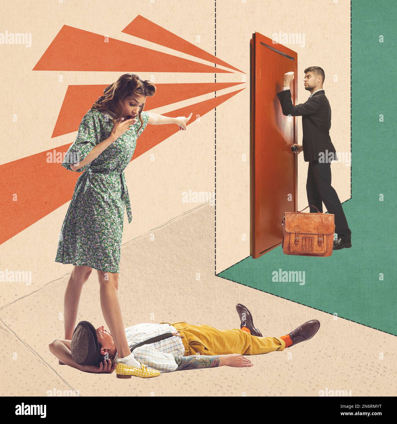 Contemporary art collage. Creative design. Unfaithful relationship ...