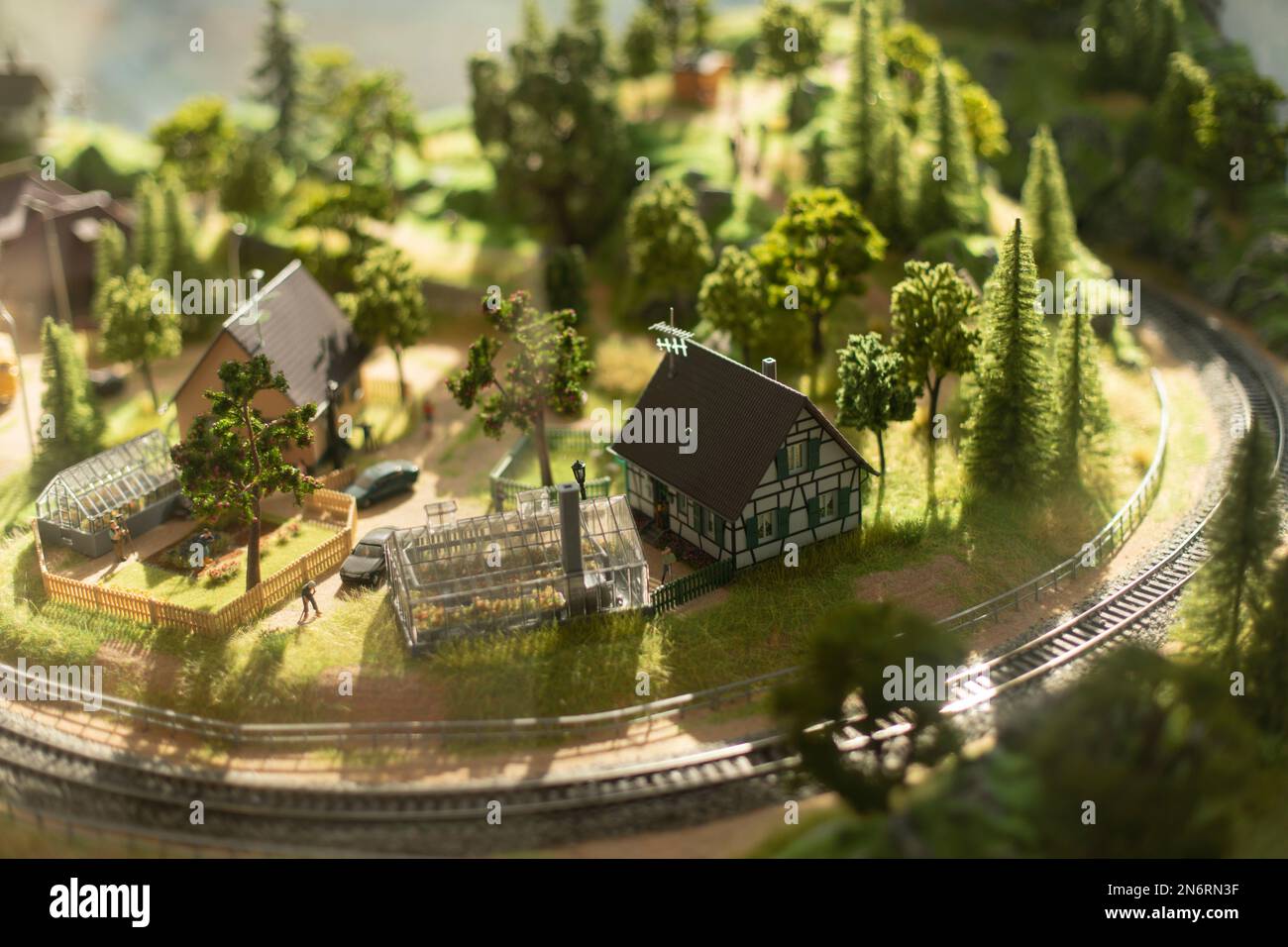 Toy Town. Model of village in mountains. Terrain model. Surroundings ...