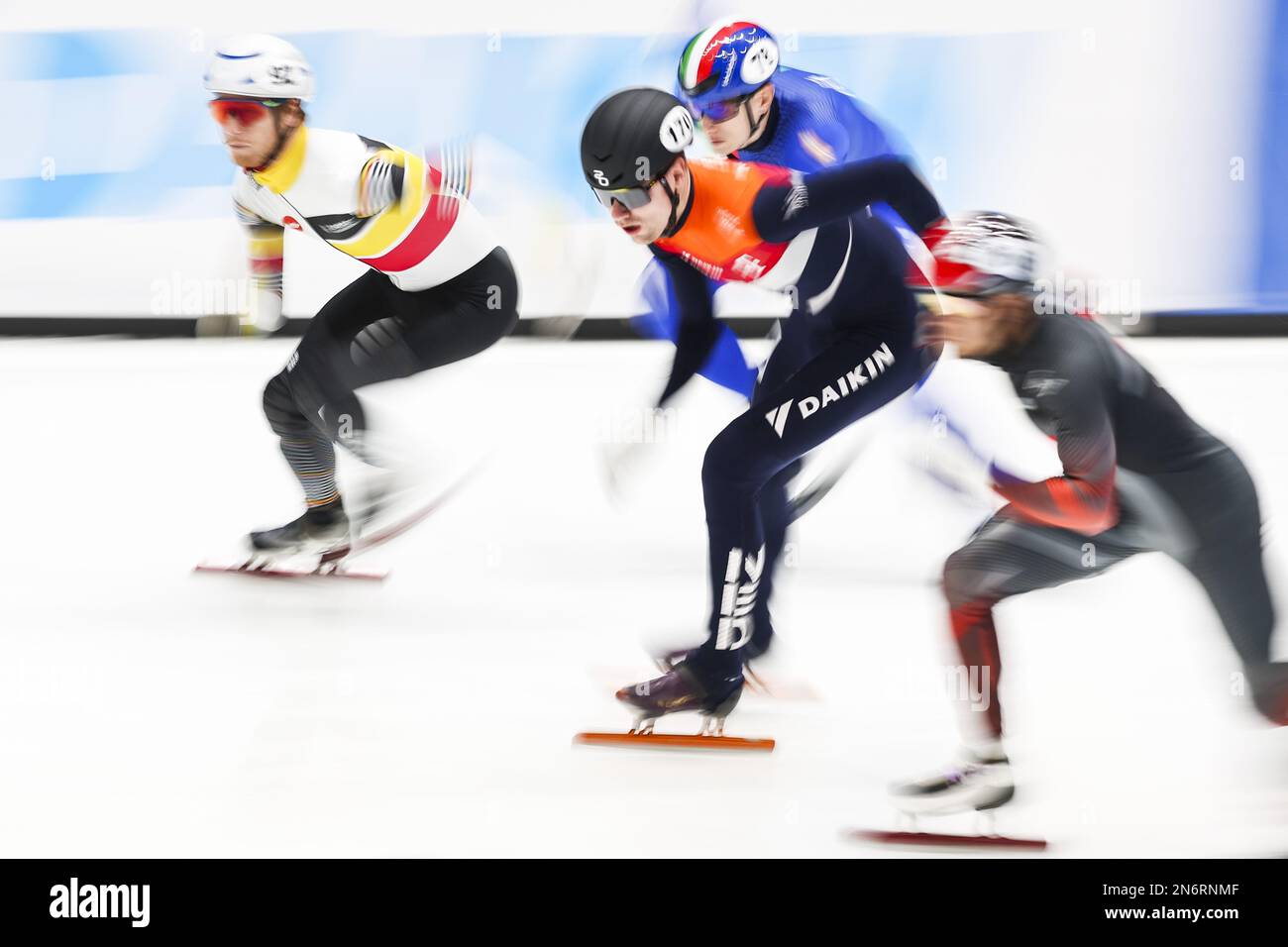 DORDRECHT - 10/02/2023, Kay Huisman (NED) in action on the 500 meters ...