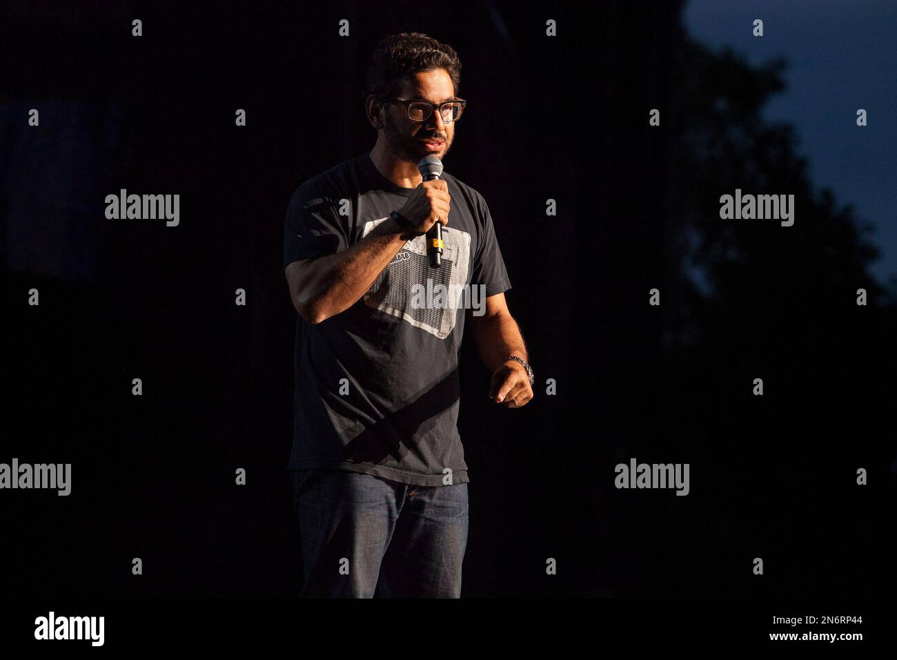 Al Madrigal performs at the First Midwest Amphitheatre during the Funny ...