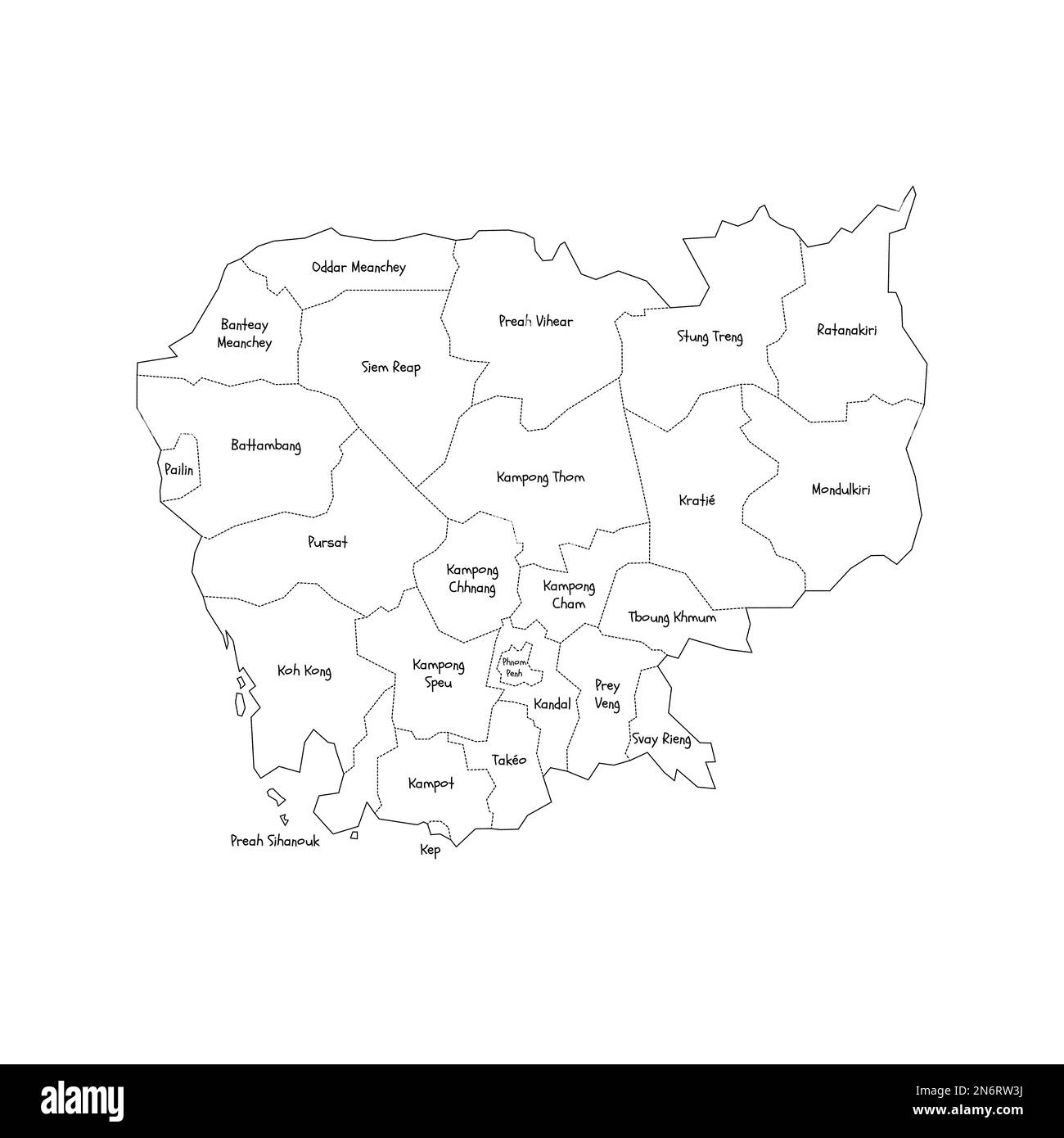 Cambodia political map of administrative divisions - provinces and ...