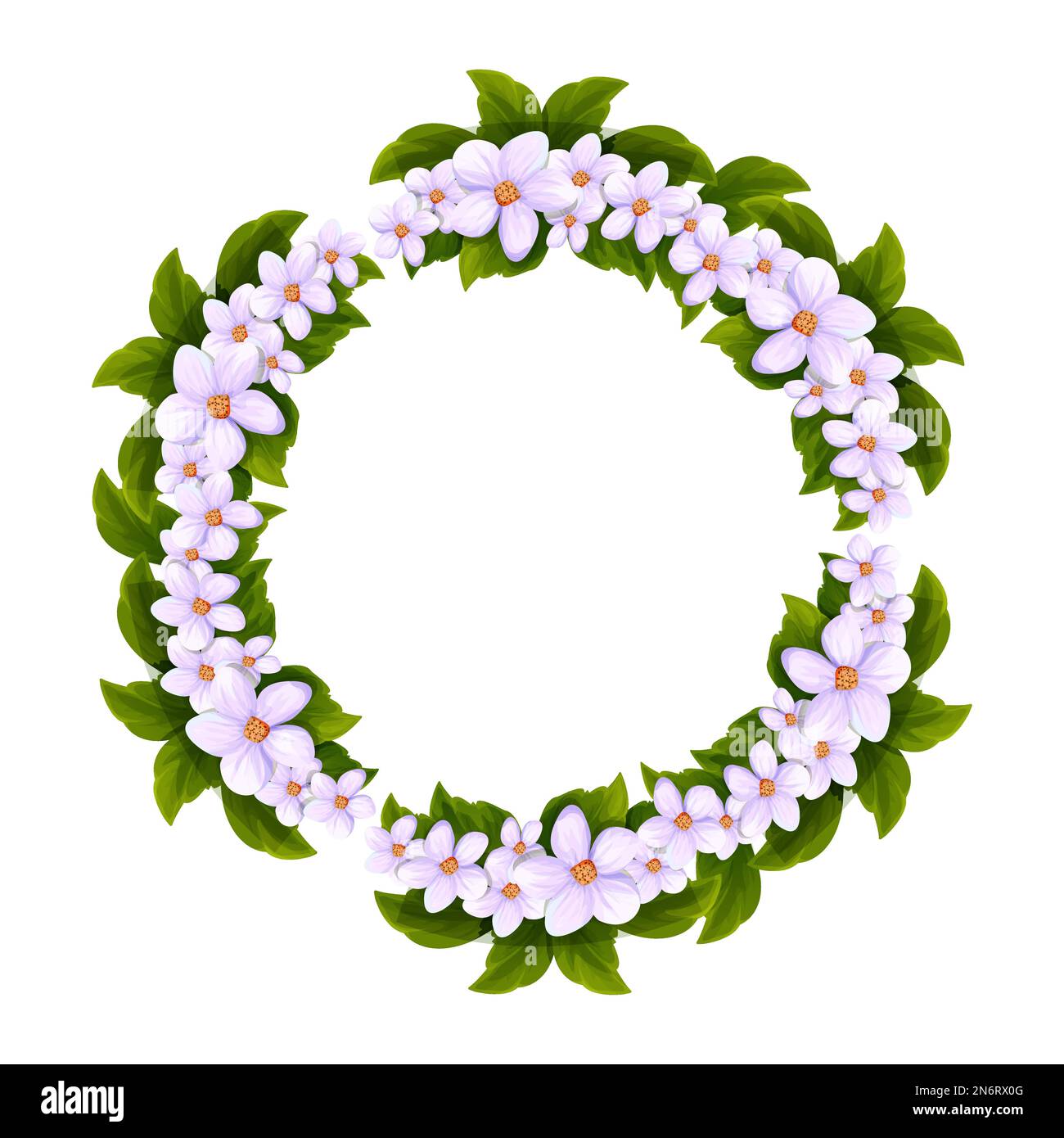 Spring wreath cherry blossom circle frame, border decoration with ...