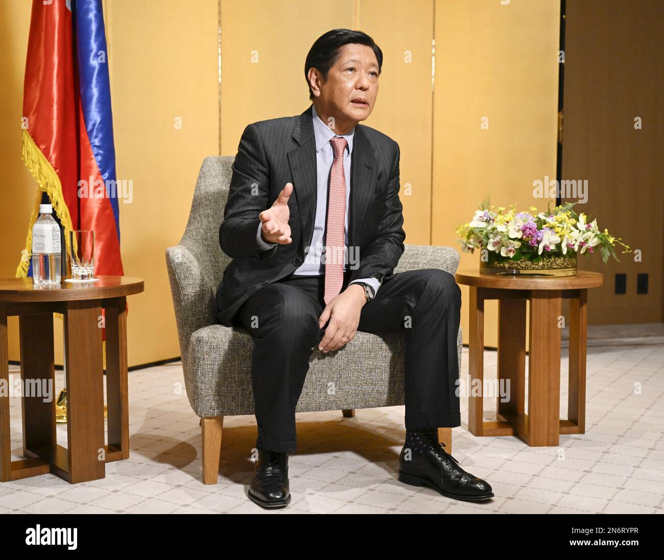 Philippine President Ferdinand Marcos Jr. gives an interview in Tokyo ...