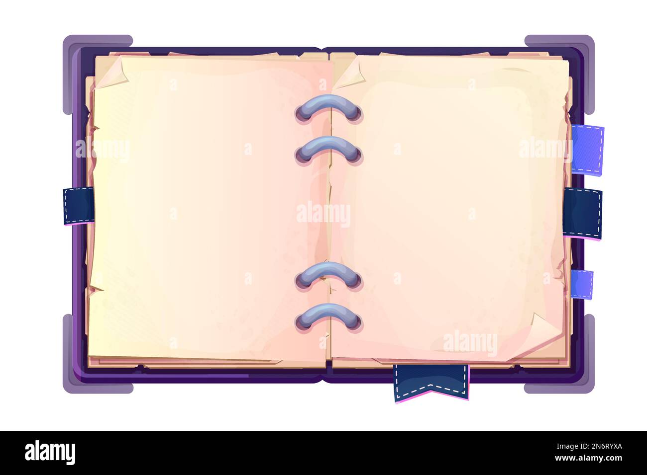 Diary, note book in cartoon style top view isolated on white background ...