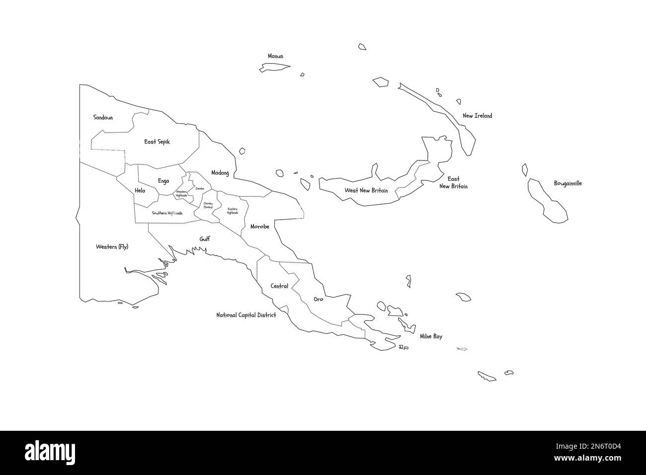Papua New Guinea political map of administrative divisions - provinces ...