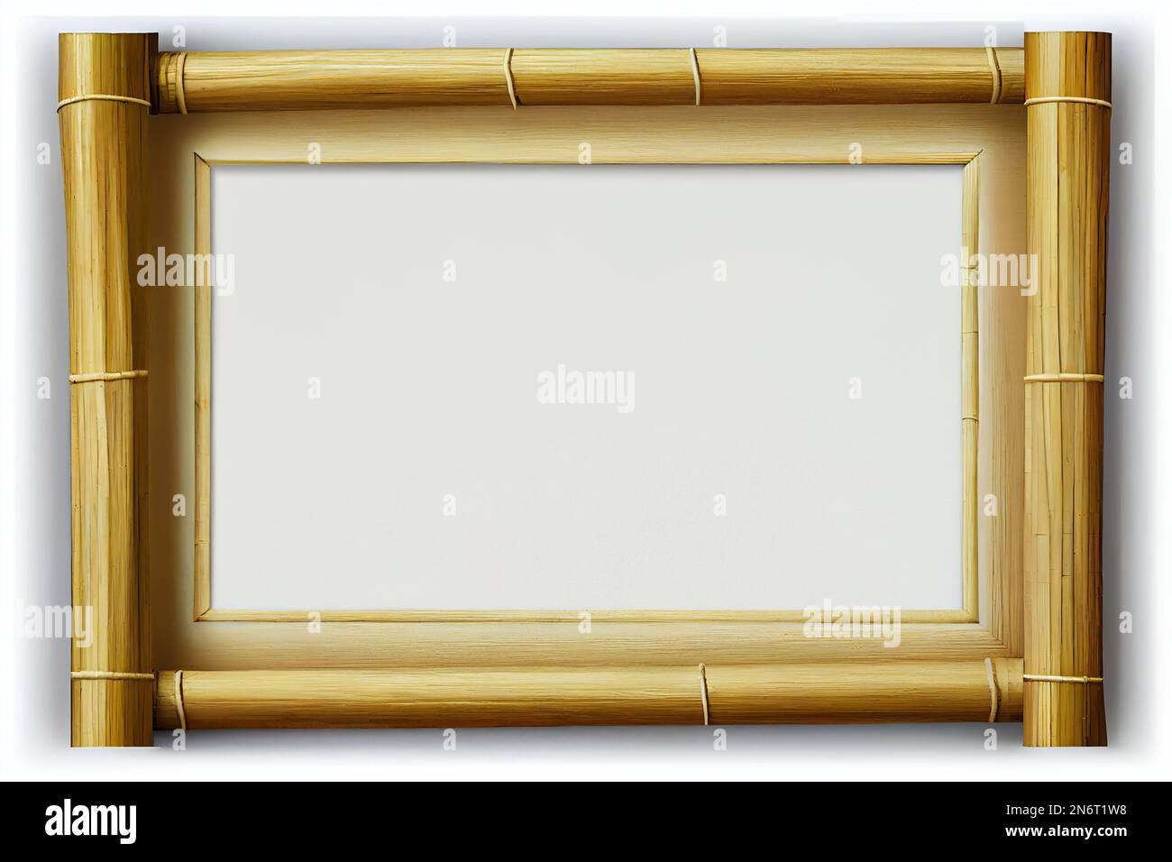 Brown bamboo stick border isolated on white background. Blank mockup ...