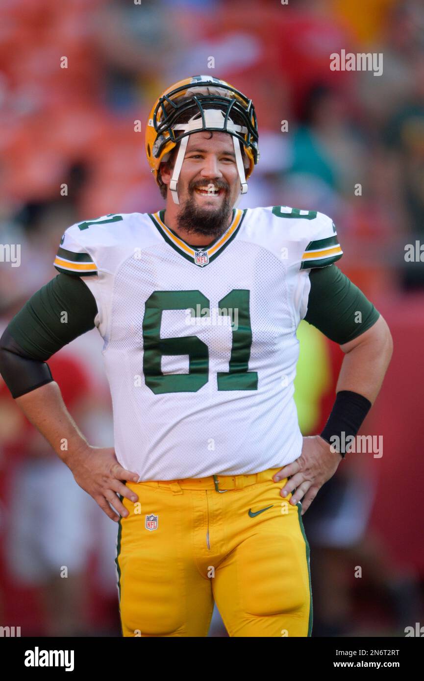 Green Bay Packers long snapper Brett Goode (61) during warm-ups for ...