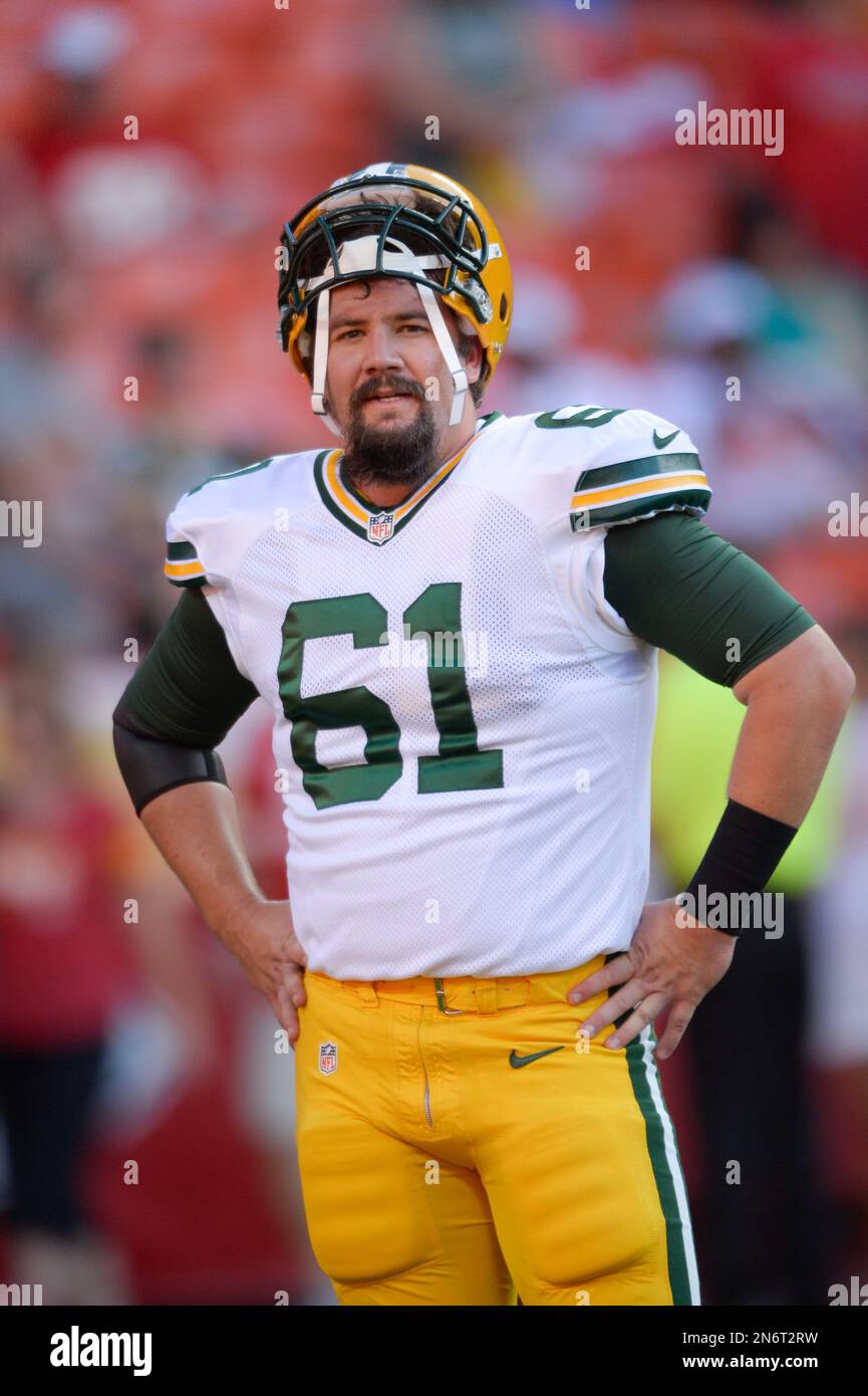 Green Bay Packers long snapper Brett Goode (61) during warm-ups for ...