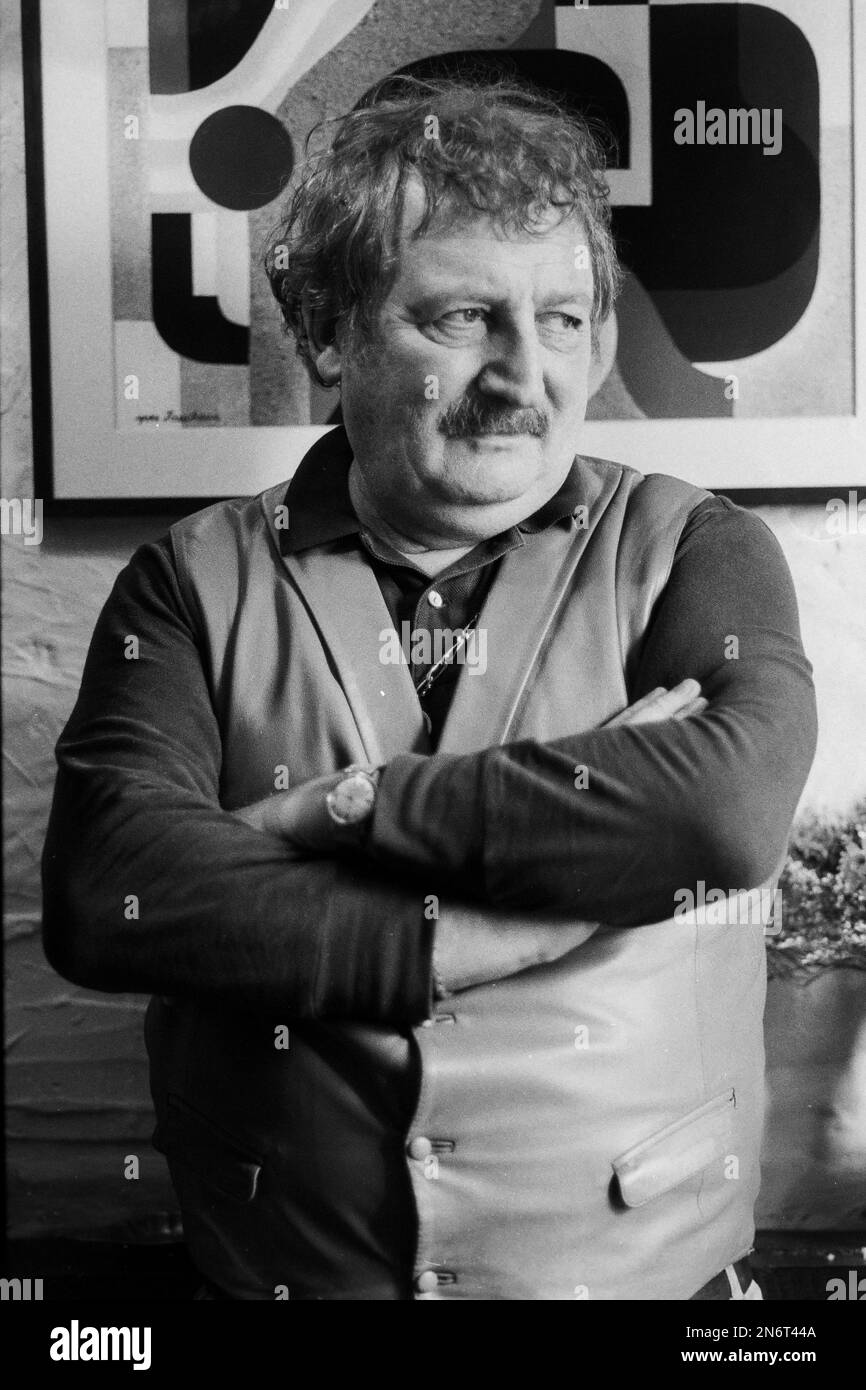 French actor Jacques Fabbri poses at home, Paris, France, 1989 Stock ...