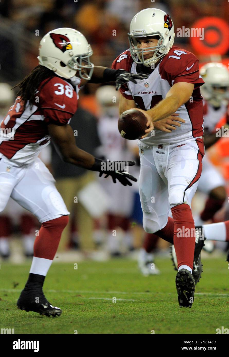 Arizona Cardinals quarterback Ryan Lindley (14) hands off to running ...