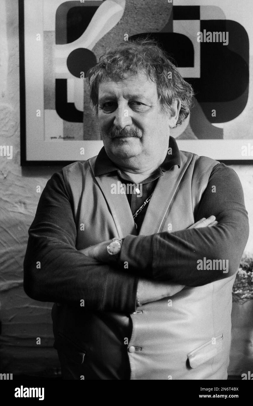 French actor Jacques Fabbri poses at home, Paris, France, 1989 Stock ...