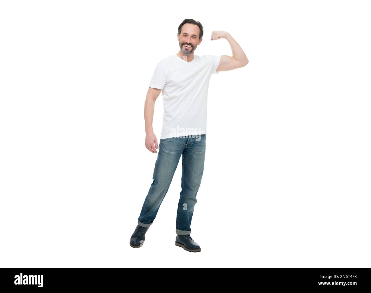 Strong man showing biceps Cut Out Stock Images & Pictures - Alamy