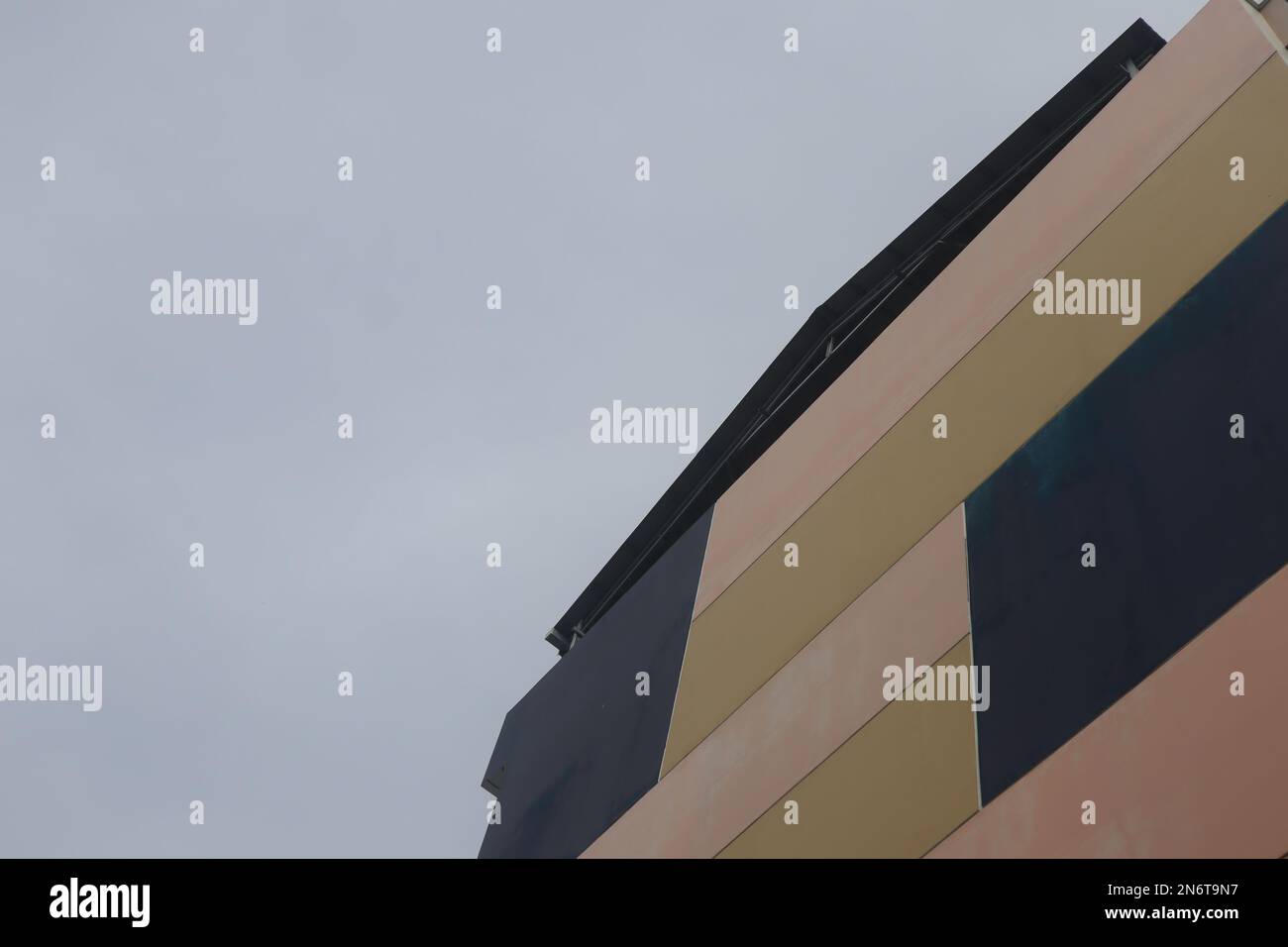 Perspective and lower angle view of the hotel building against the ...