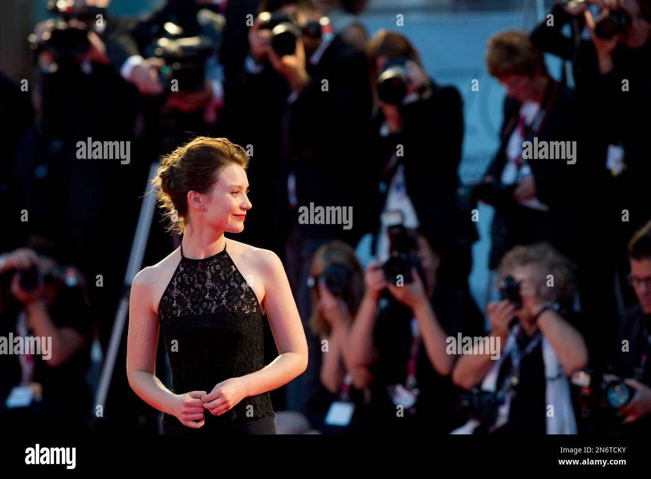 Actress Mia Wasikowska arrives on the red carpet for the screening of ...