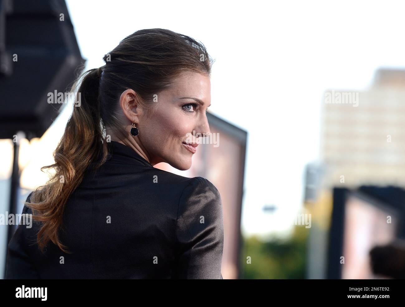 Actress Tricia Helfer arrives on the red carpet at the world premiere ...
