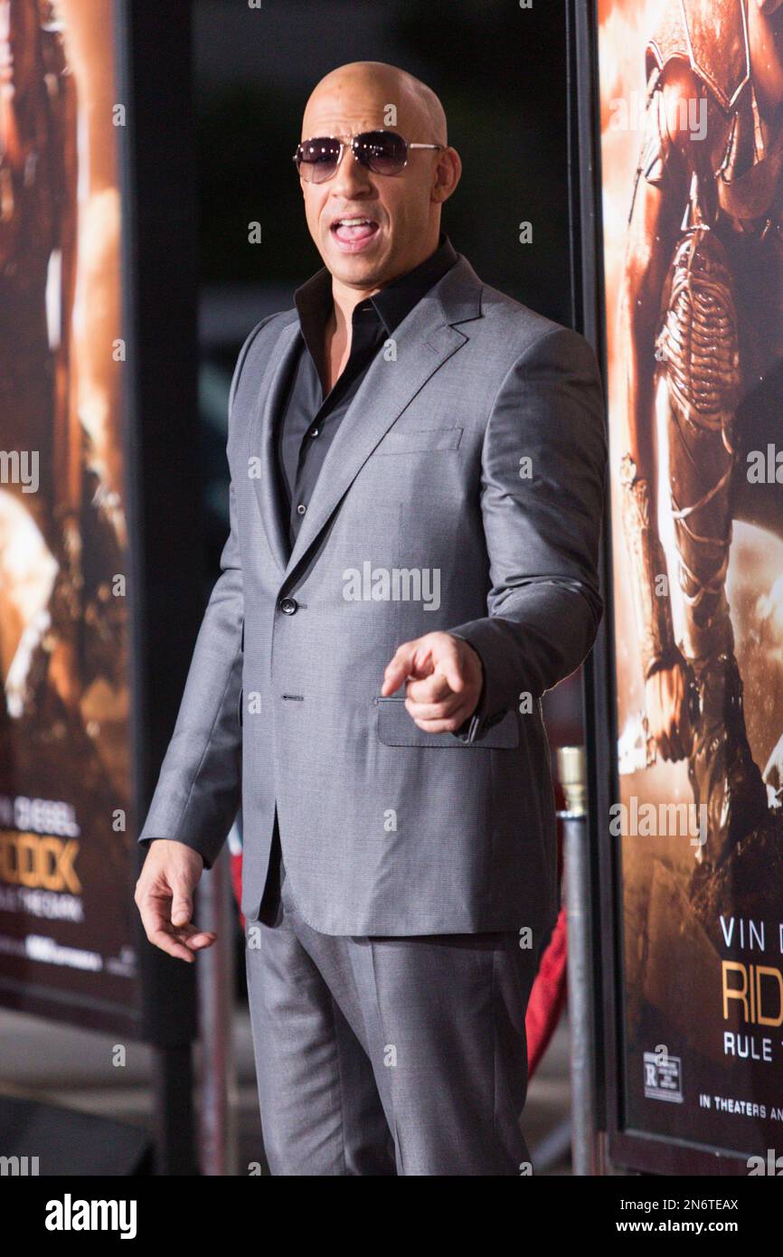 Actor Vin Diesel arrives at the world premiere of "Riddick" at the Mann ...