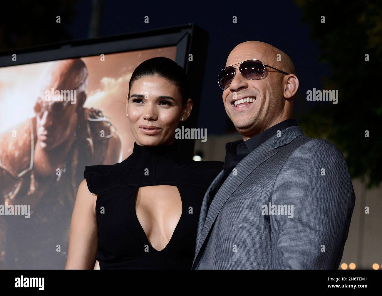 Actor Vin Diesel, right, and Paloma Jimenez arrive on the red carpet at ...