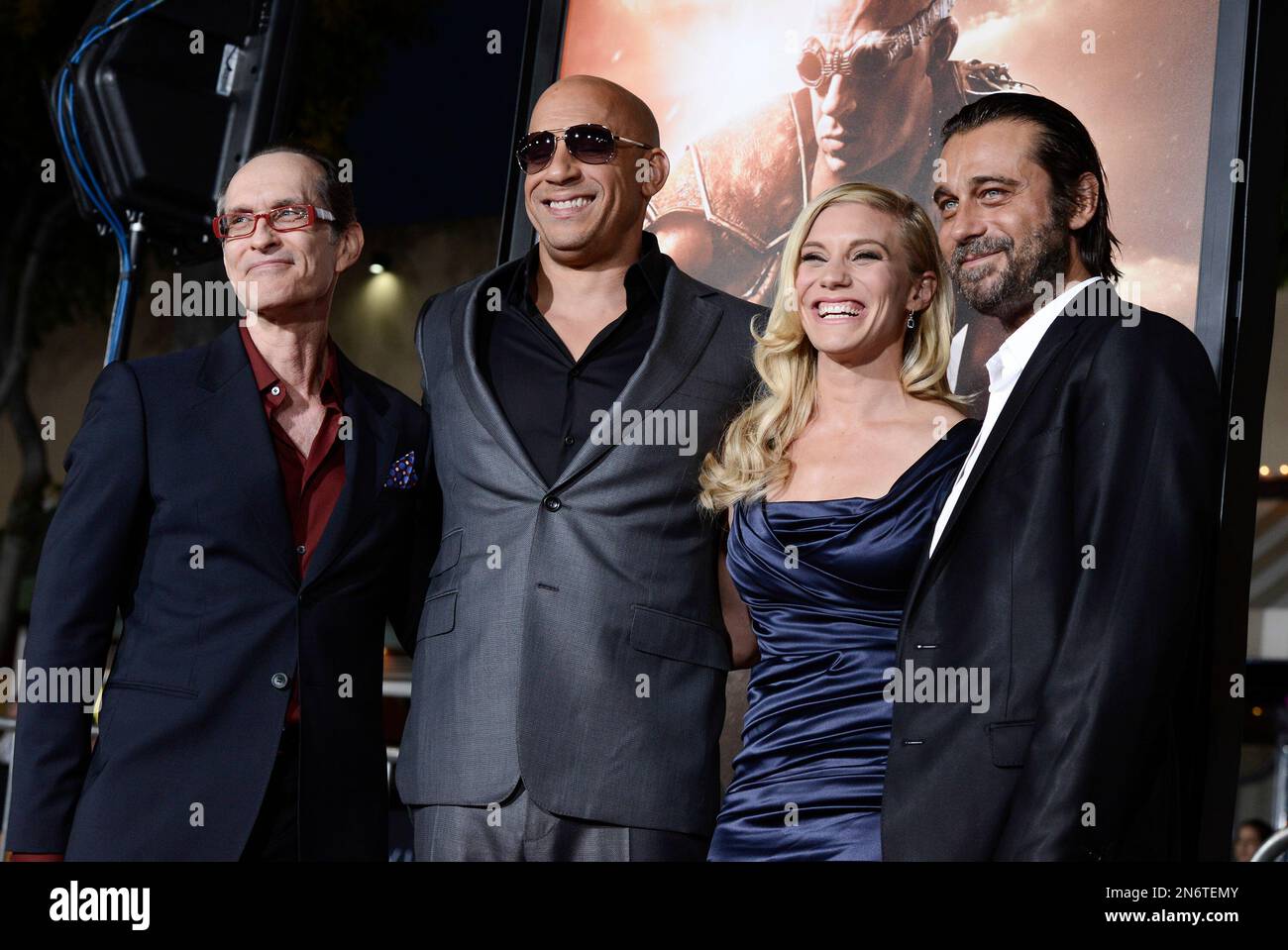 From left to right, director David Twohy, actor Vin Diesel, actress ...